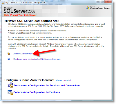 Tech Dreams: CREATE DATABASE Permission Denied - SQL Express 2005 Problem and Solution
